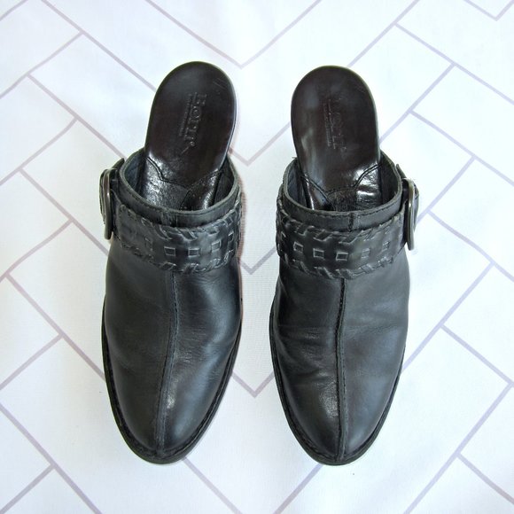 Born | Shoes | Born Lattice Buckle Mules Clogs Leather Black Sz 9 ...